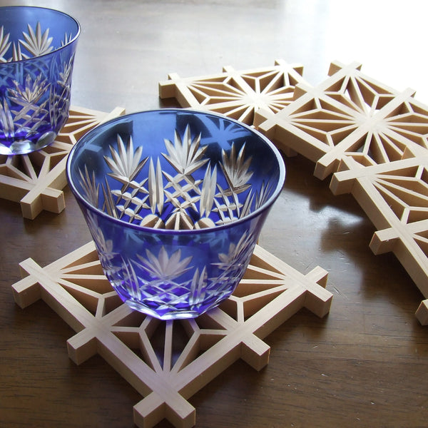 Edo Kumiko Coaster / Kiso Hinoki / Asanoha Pattern – Suigenkyo Online Store